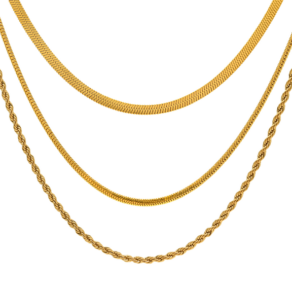 3 Necklaces Set - Trendy Timeless Gold Essentials – Clé de Lune